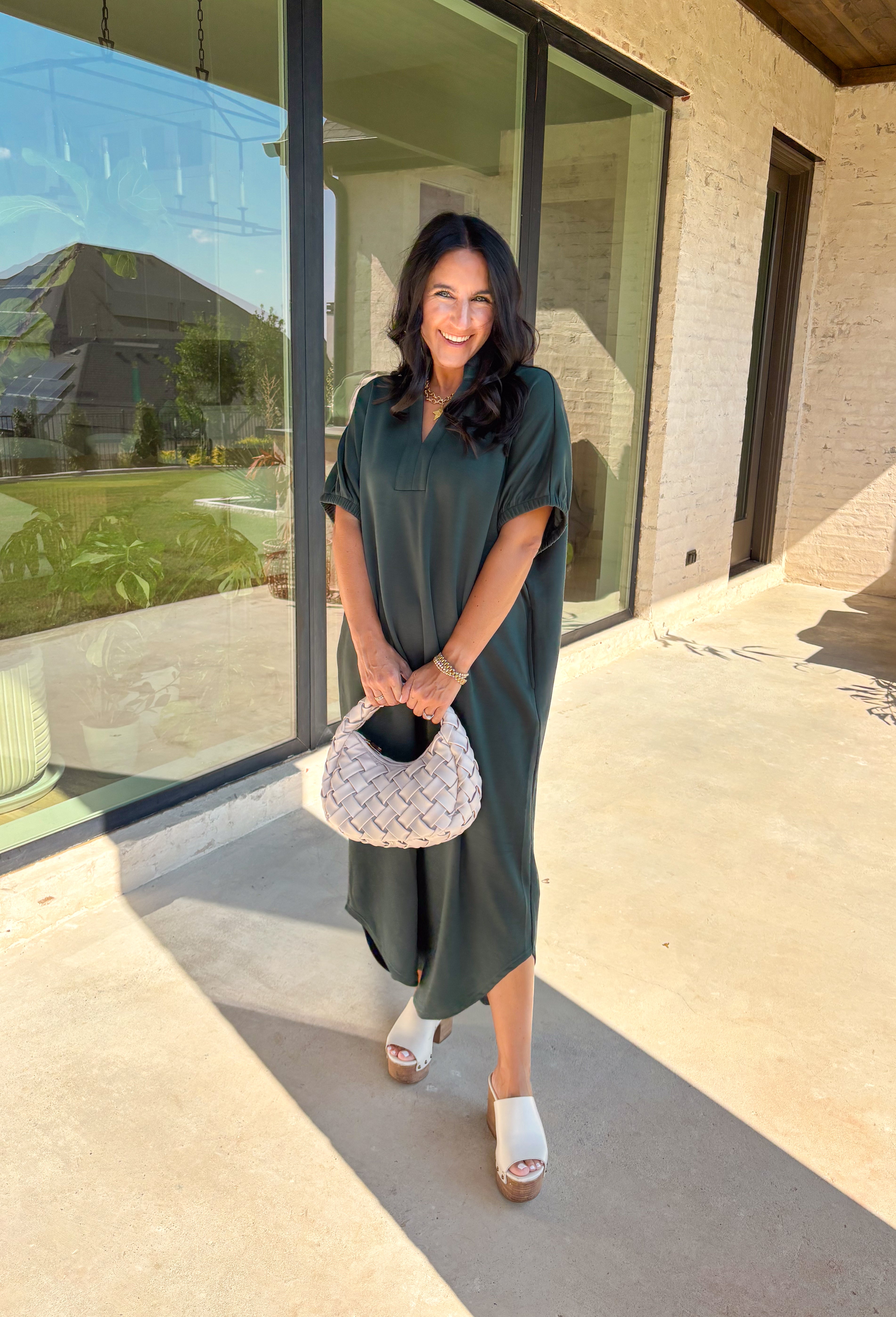 Open Book Midi Dress in Forest | Groovy's